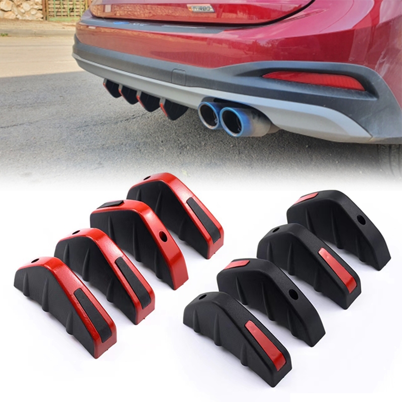 4pcs Red Black Universal Car Carbon Fiber Pattern Modified Shark Fin ...
