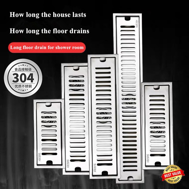 Bathroom drain.Stainless Steel rectangle long floor drain. Tiles insert ...