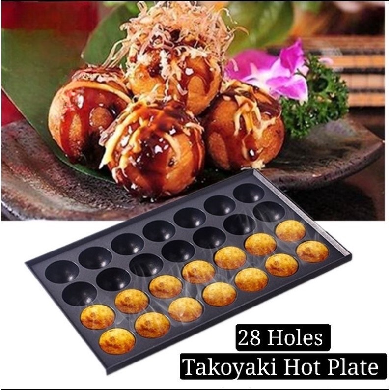 Takoyaki Aluminium Plates 28 Holes Octopus small ball plate Fish ball ...