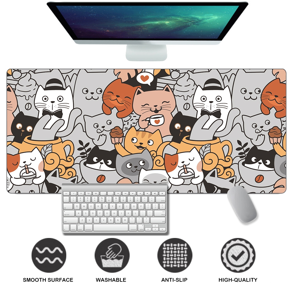 Cats at Cafe mouse pad Plus Size Snowy scenery Gaming MousePads Table ...