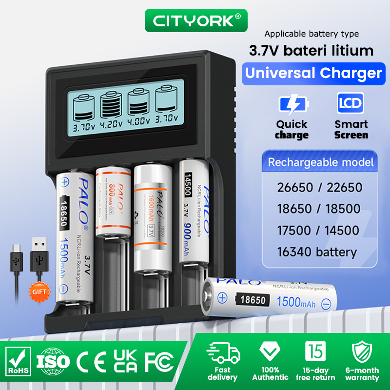 Cityork Universal 4 Slots LCD Li-ion Battery Charger With USB Interface ...
