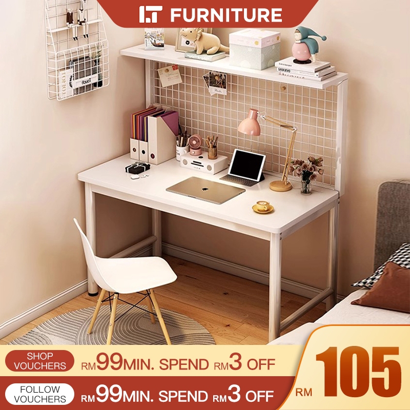 Student Study Desk With Book Shelf Table With Pegboard Meja belajar ...