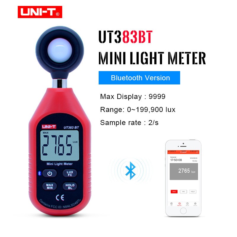 UNI-T UT383BT Digital Mini Light Meter Bluetooth 0-19999Lux Illuminance ...