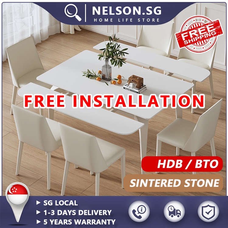 Hom Homi HDB Stone NELSON Homi Sintered Extendable Rectangle table Set ...