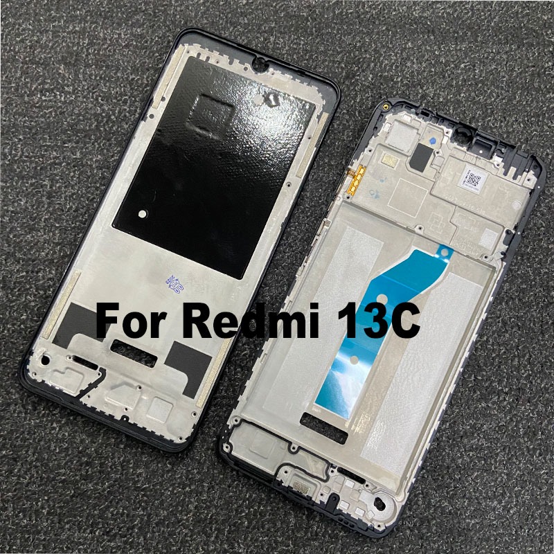 For Xiaomi Redmi 13C Front LCD Bezel Middle Frame Faceplate Frame With Side Button Repair Spare ...