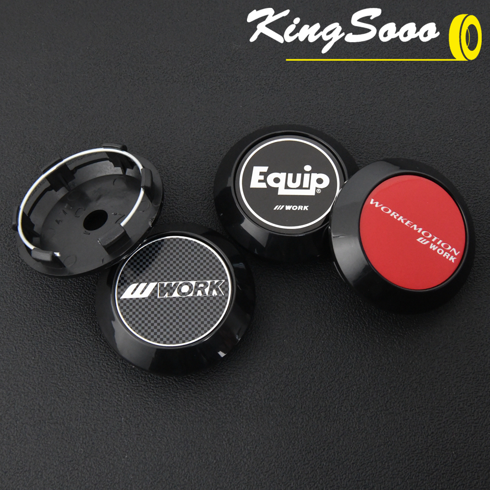 4PCS JDM EQUIP Cap Sport Rim 63mm Clip WORK MEISTER Emblem Sticker ...