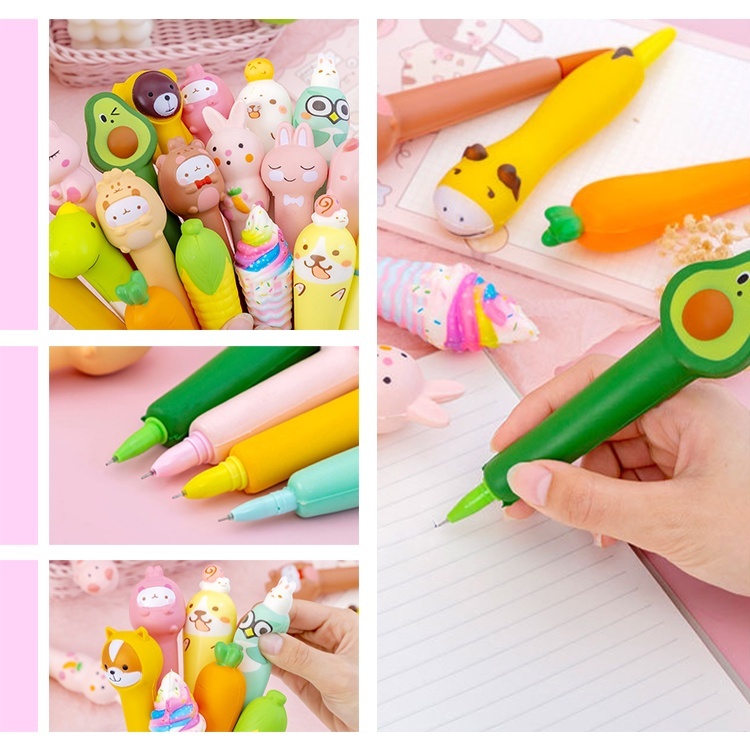 0.5MM Kawaii Squishy Gel Pen Cute Design Relieve Stress Squeeze Foam ...