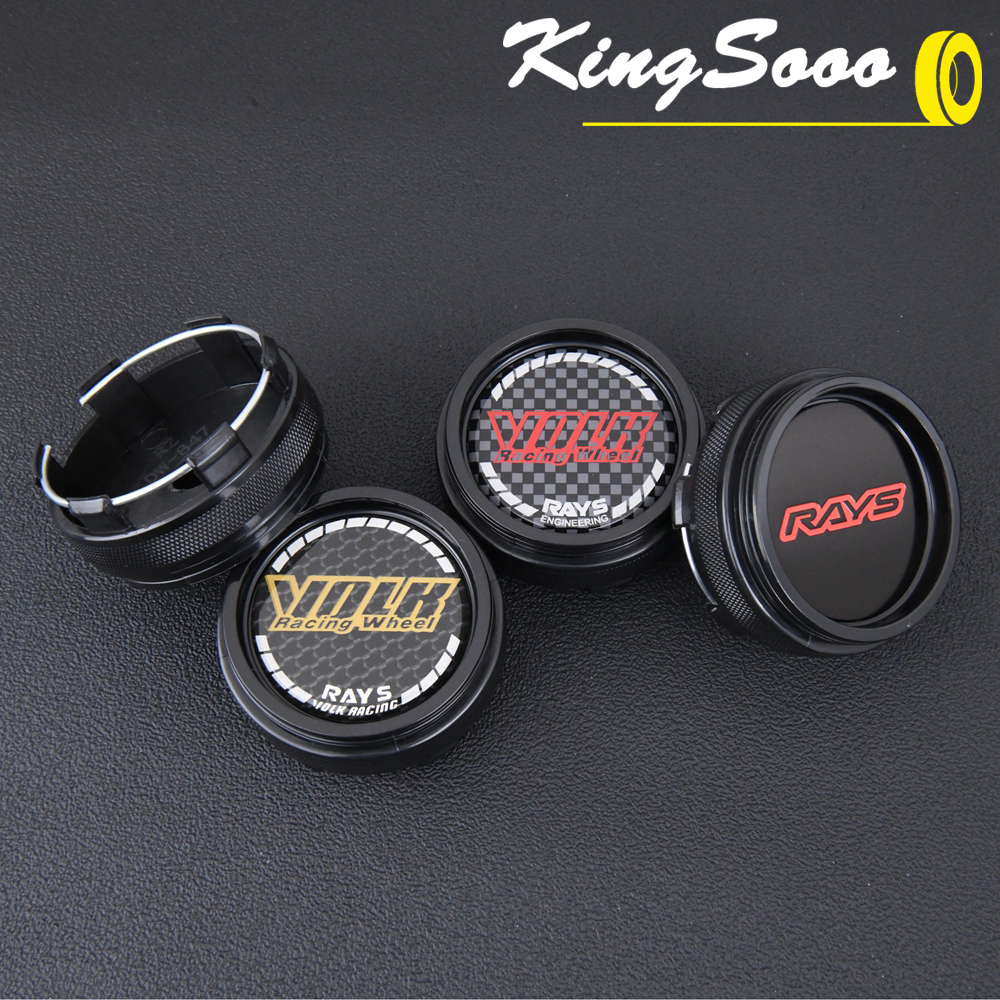 4PCS JDM Sport Rim Cap Clip 62mm VOLK RAYS Emblem Sticker Wheel Center ...