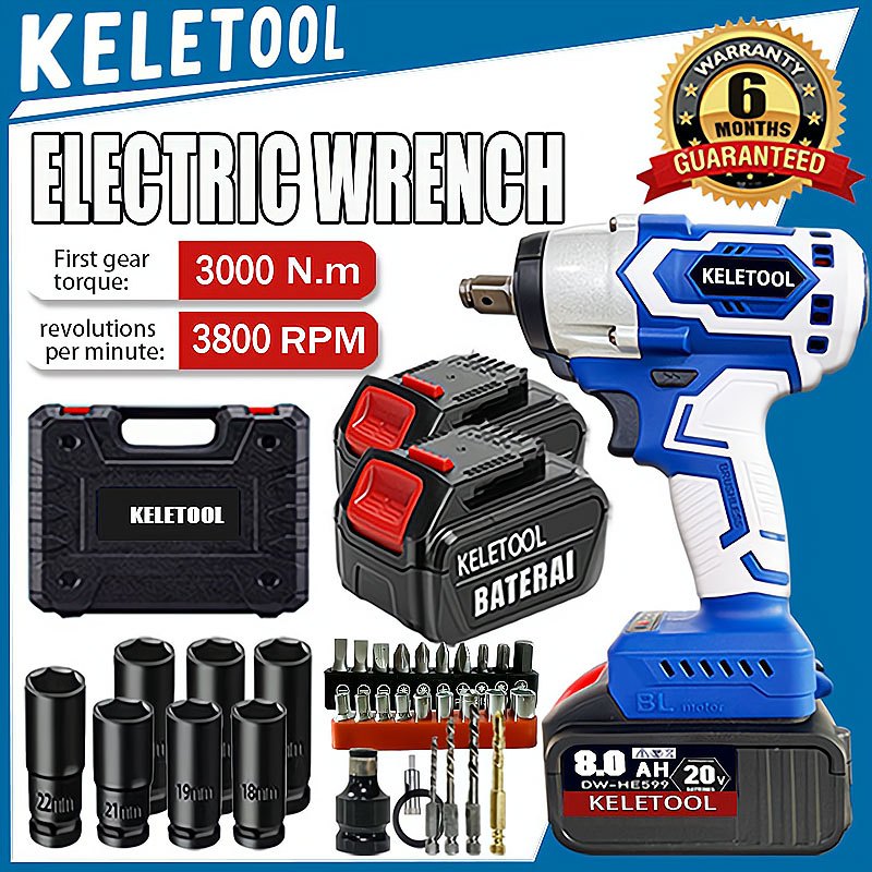 KELETOOL 3000NM Impact Wrench BN-988 Electric Wrench Drill Tool Gun 1/2 ...