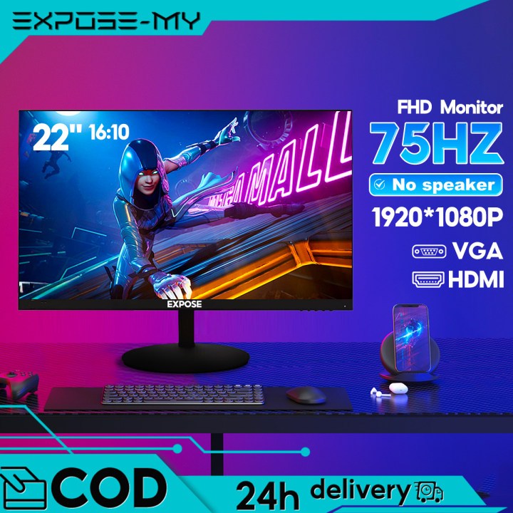 EXPOSE 75HZ LED 1080P HDMI VGA Gaming Monitor (19''-22'') | Shopee Malaysia