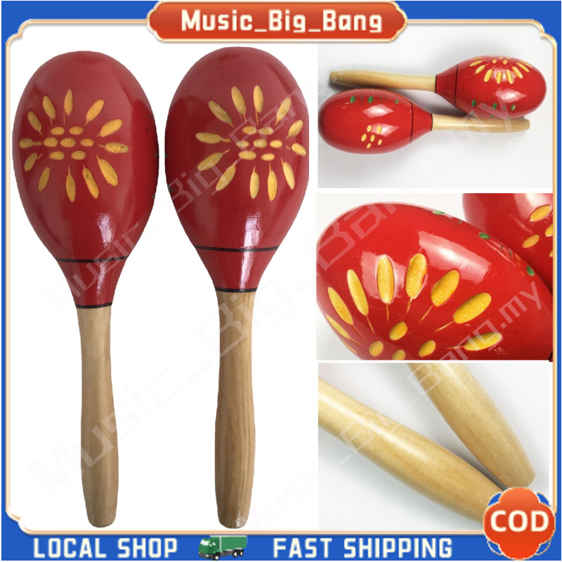 [LOCAL MUSIC] 1 Pair Wooden Maracas Sand Hammer Rumba Shakers Rattles ...