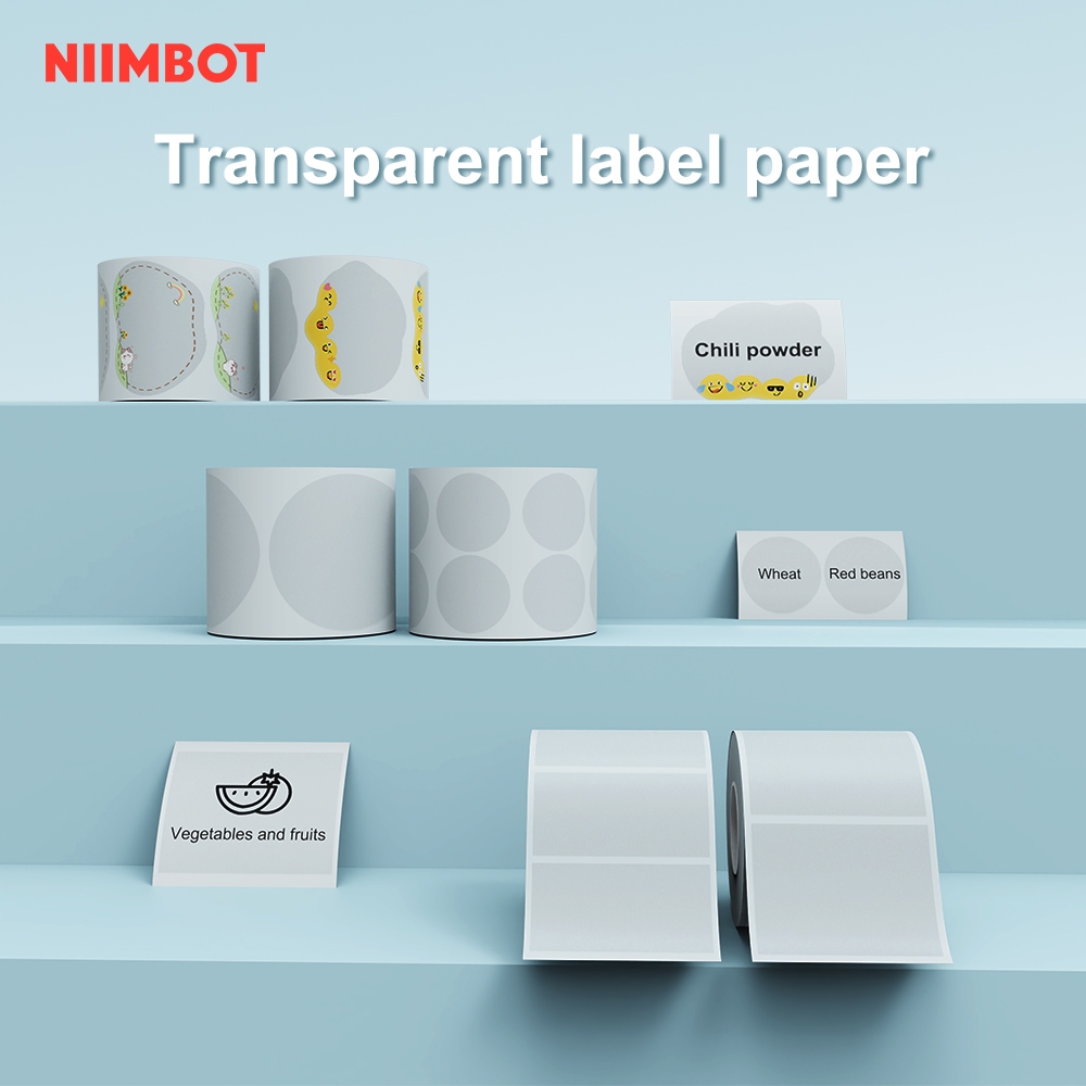 NIIMBOT B21/B1/B3s Transparent Label Printing Paper Sticker, Self-Adhesive Waterproof Self ...