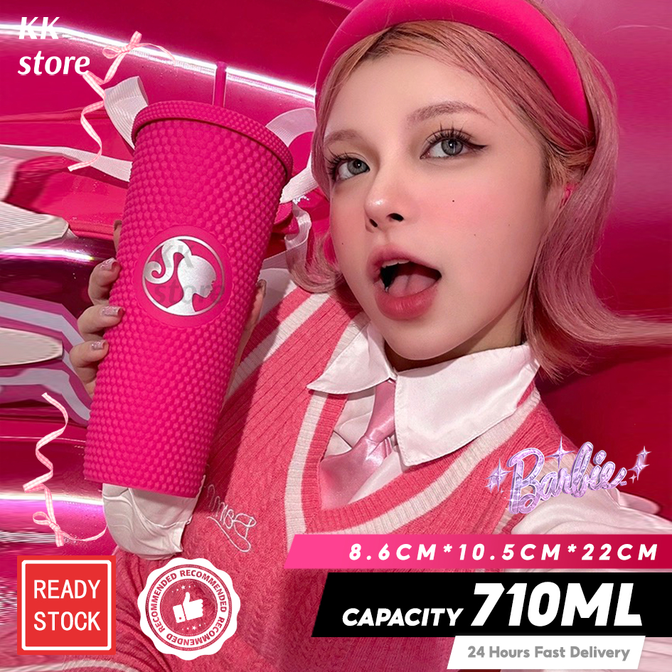 𝑲𝑲 710ml Barbie Cup Bling Pink Tumbler Acrylic Cold Cup Barbies Movie ...