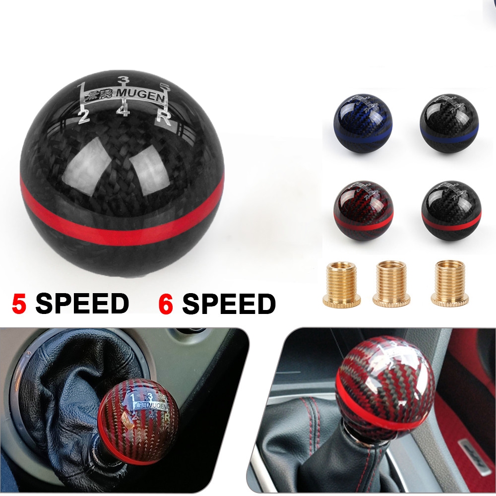 Mugen 5 / 6 Speed Racing Carbon Fiber Gear Shift Knob Blue/Red Line JDM ...