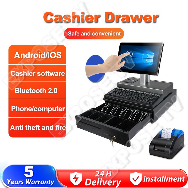 Cashier Drawer Box 5 Compartment Cash Drawer 4 Paper Money 5 Coin Box ...