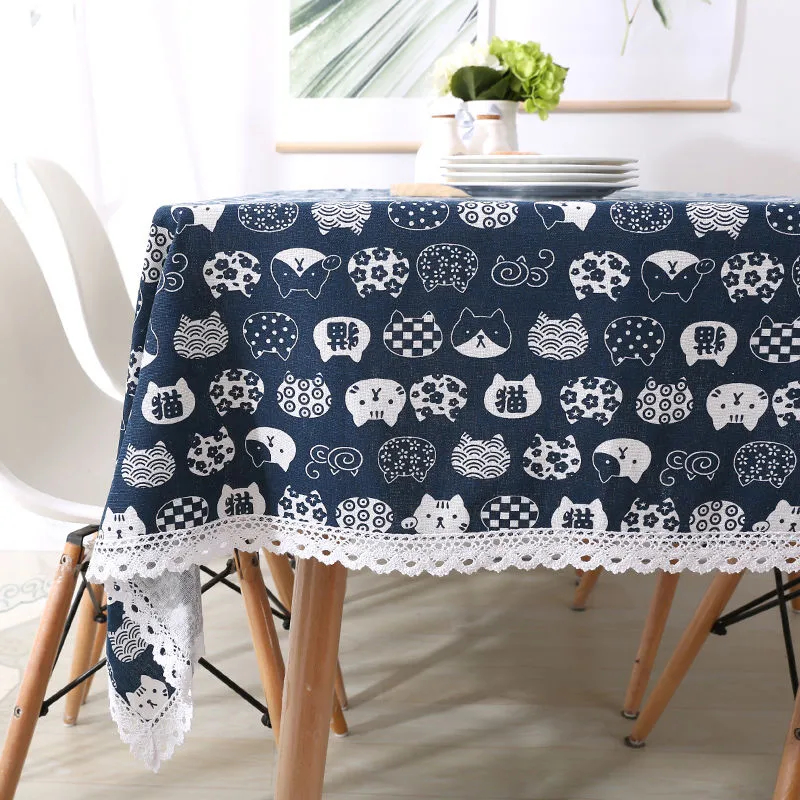 Japanese Floral Cotton and Linen Tablecloth Lace Fabric Small Fresh ...