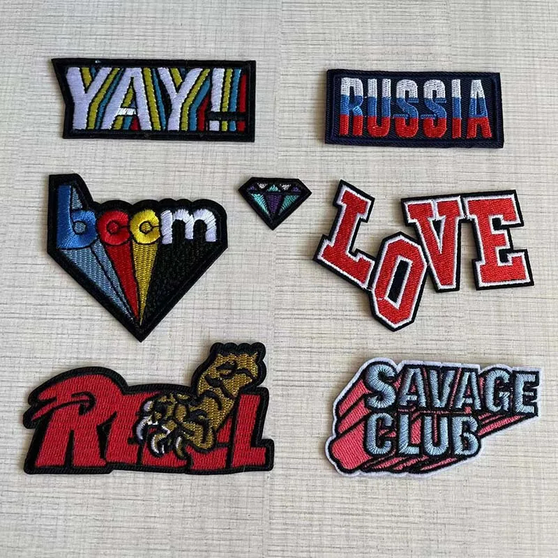 YAY! RUSSIA,LOVE Fabric Patch English Letters Fusible Embroidery ...