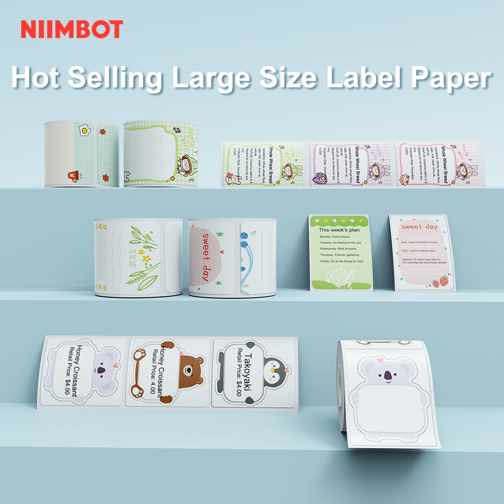 NIIMBOT B21/B1/B3S Large Size Label Sticker, Cartoon Animal Cute ...