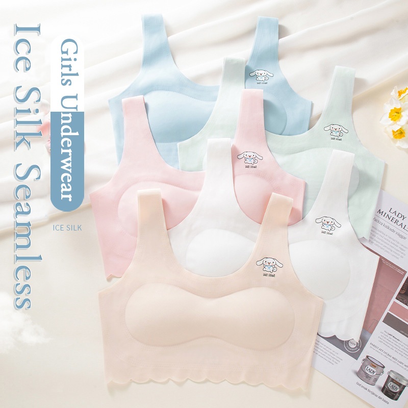 Ice Silk Seamless Girl's Underwear Soft Baby Bra Cute Kids Vest ...