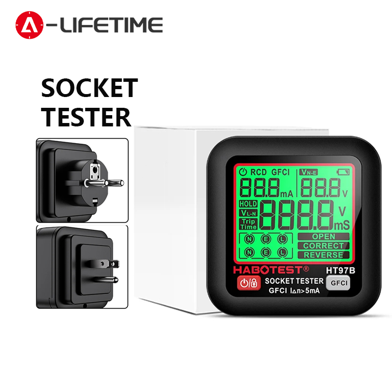 HT97 Digital Socket Tester Voltage Test US/UK/EU Plug Socket Detector ...