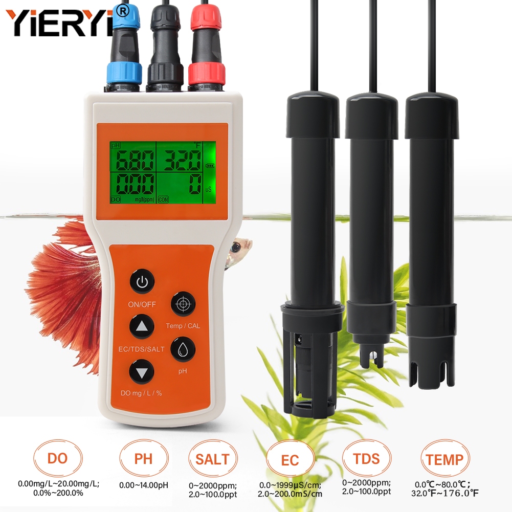 Yieryi Dissolved Oxygen Meter Digital pH Meter 6 in 1 DO/pH/TDS/EC/SALT ...