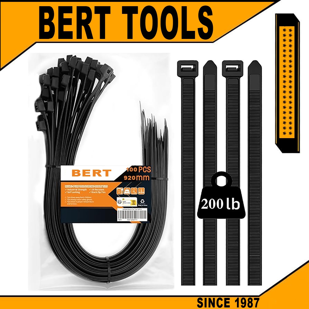 BERT🇲🇾｜920mm*8.8mm (100PCS) Black & White Cable Ties -Industrial Heavy Duty Premium Tie Wraps ...