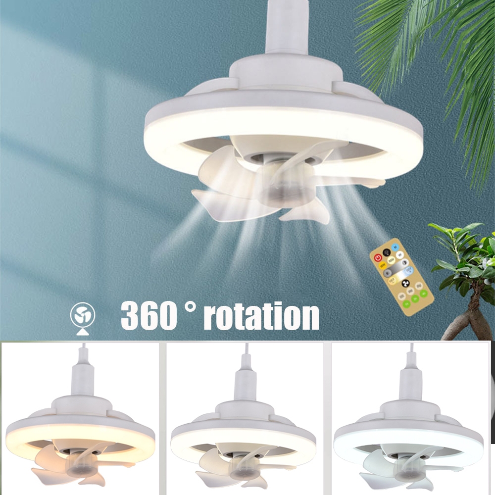 【Fan Light】60W Quiet Ceiling Fan with LED Light 360°Rotable Large Air ...