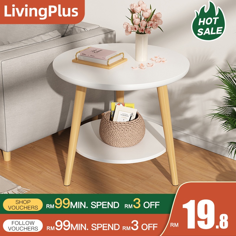 Side Table Modern Wooden Sofa Side Table Living Room Furniture 2 Layer ...