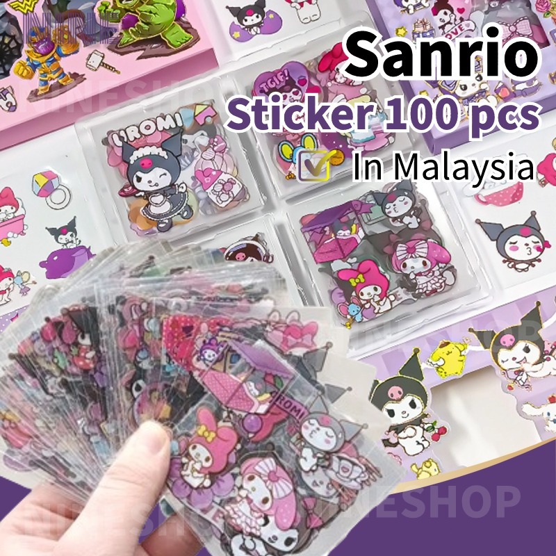 Sanrio Kuromi Sticker 100pcs Cute Set Marvel DIY Gift Box Cinnamoroll ...