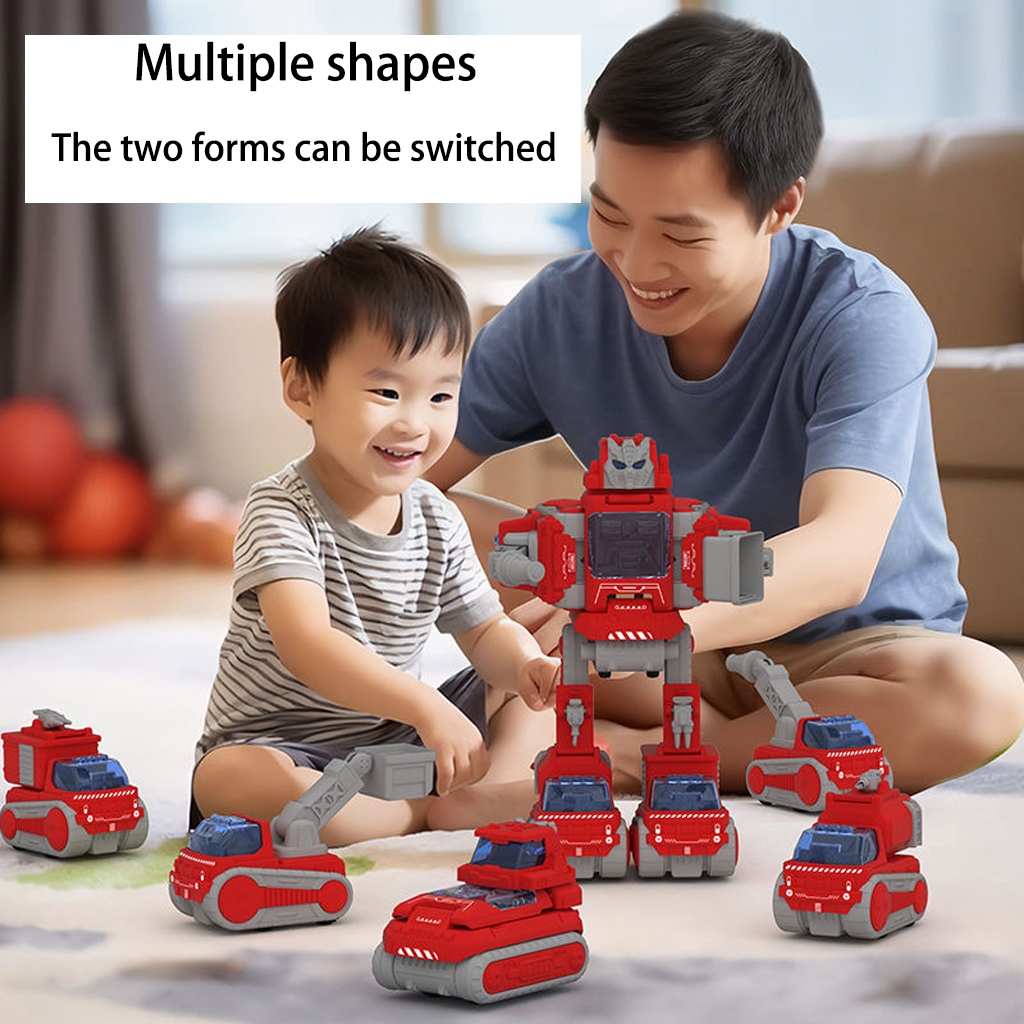 5 IN 1 Deformation fit Robot toy set Press Drive toy car Engineering ...