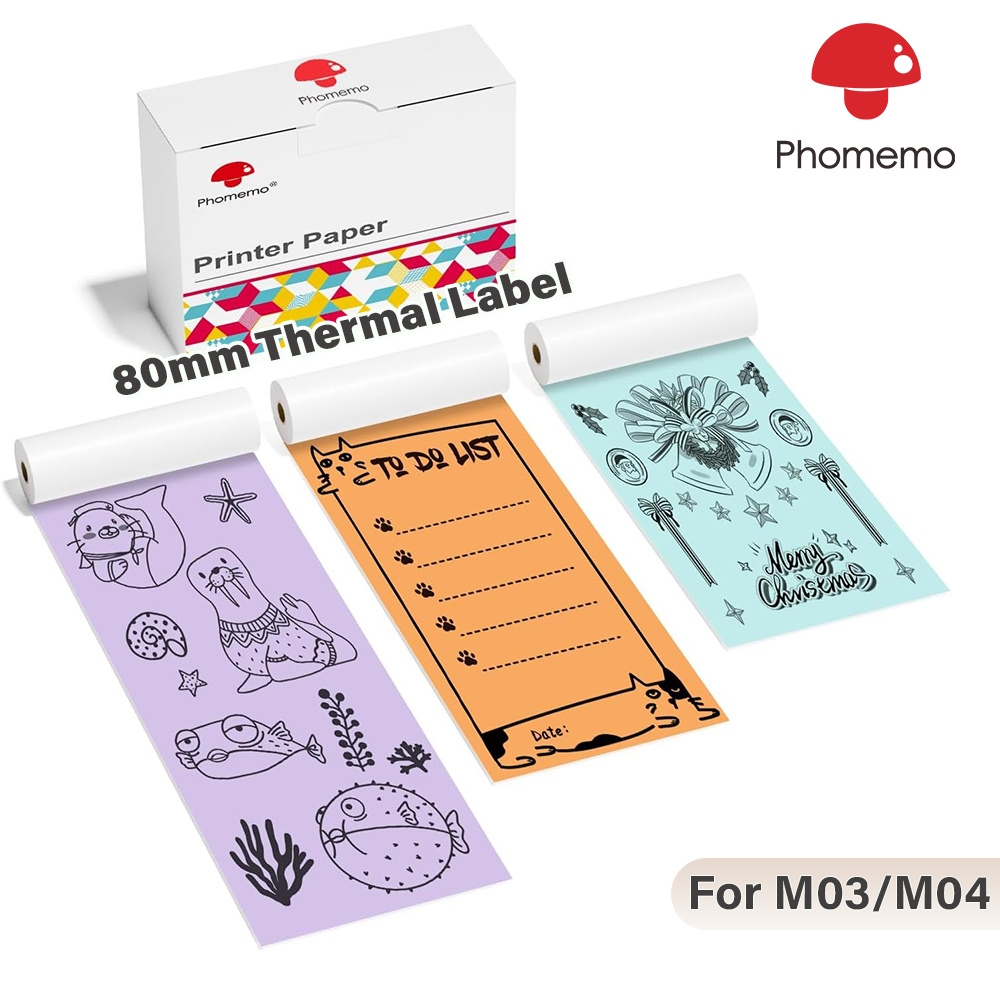 Phomemo Colour Thermal Label Sticker For M03/M03AS/M04S/M04AS/241BT ...