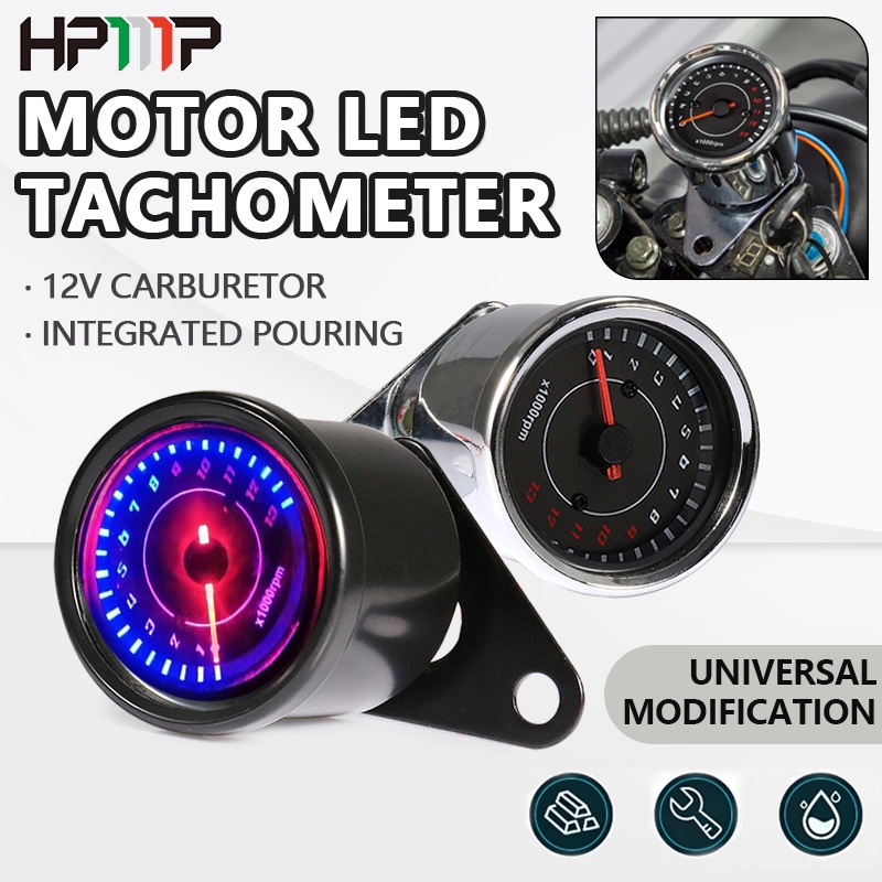 RPM METER 12V UNIVERSAL MOTORCYCLE TACHOMETER METER LED BACKLIGHT 13K ...