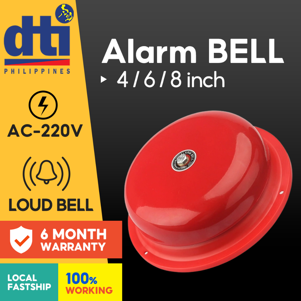 Fire Alarm Bell Round Electric Bell 4 inch 10 inch suitable Mall School ...