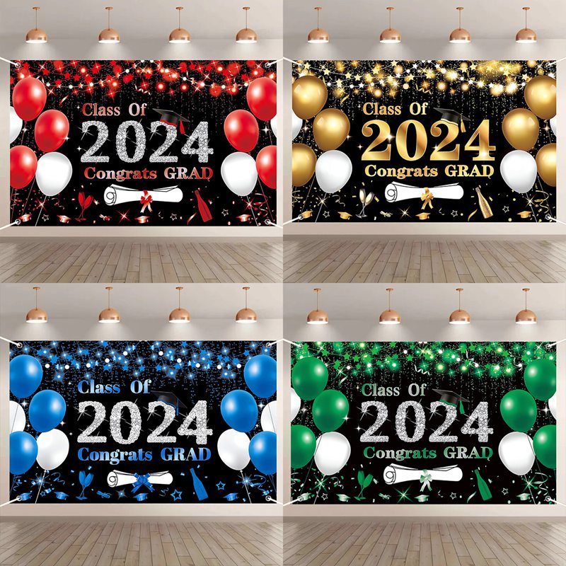 【4 Colour】150*100cm Vinyl Grad 2024 Backdrop Congrats Grad Banner ...