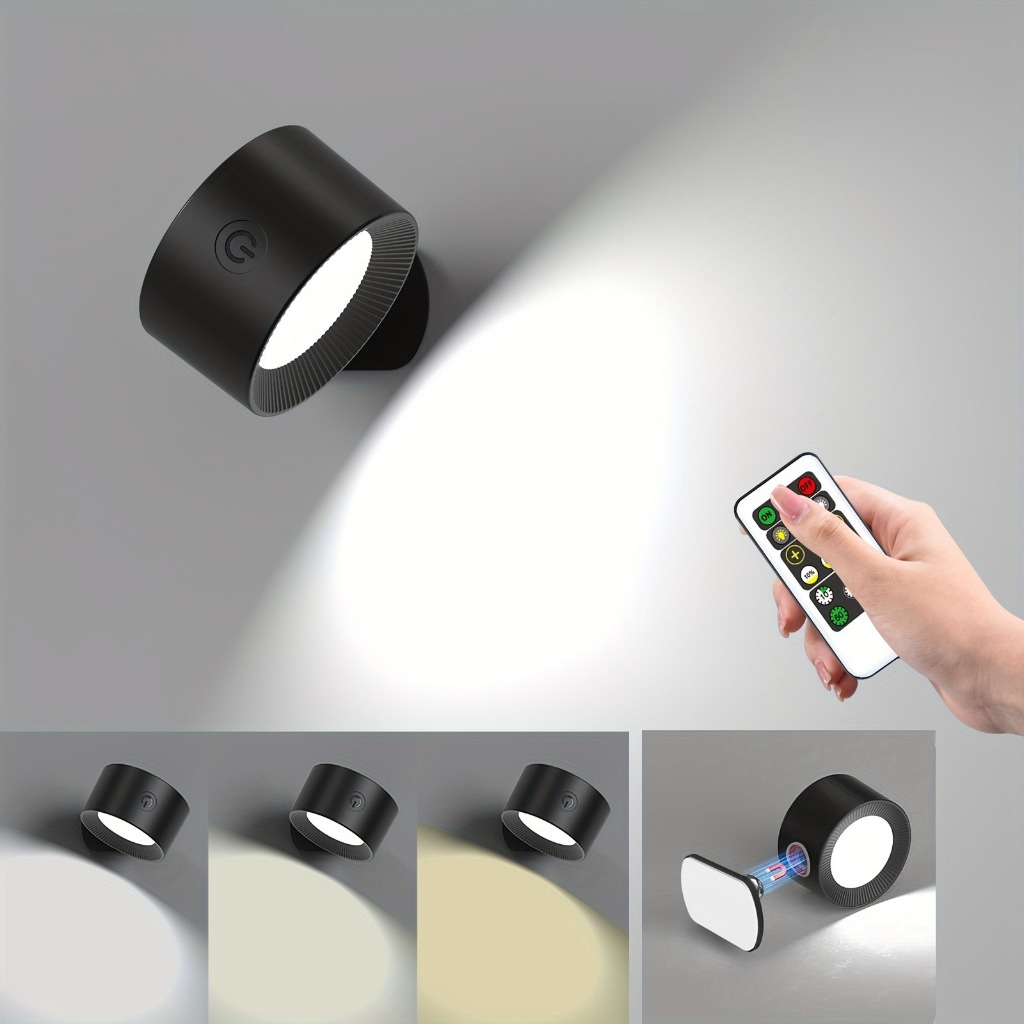 Rechargeable Cordless LED Wall Sconce - 360° Rotatable, Dimmable, USB ...