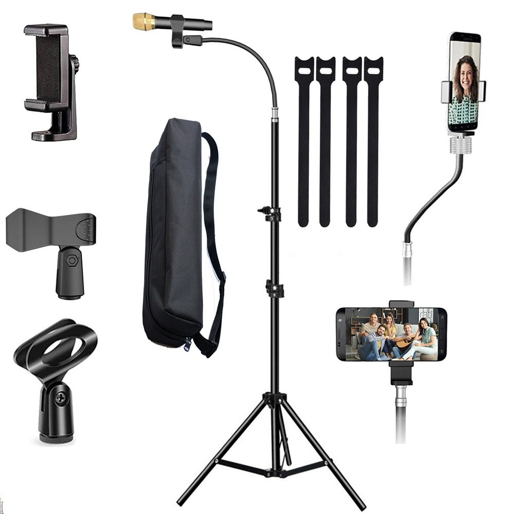 Mic Stand Boom Microphone Stands Tripod Gooseneck mic arm stand Height ...