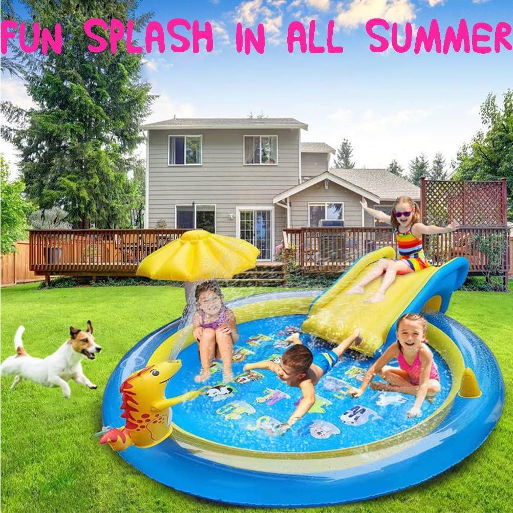 Inflatable Dinosaur n Mushroom Fountain Outdoor Sprinkler Play Mat ...