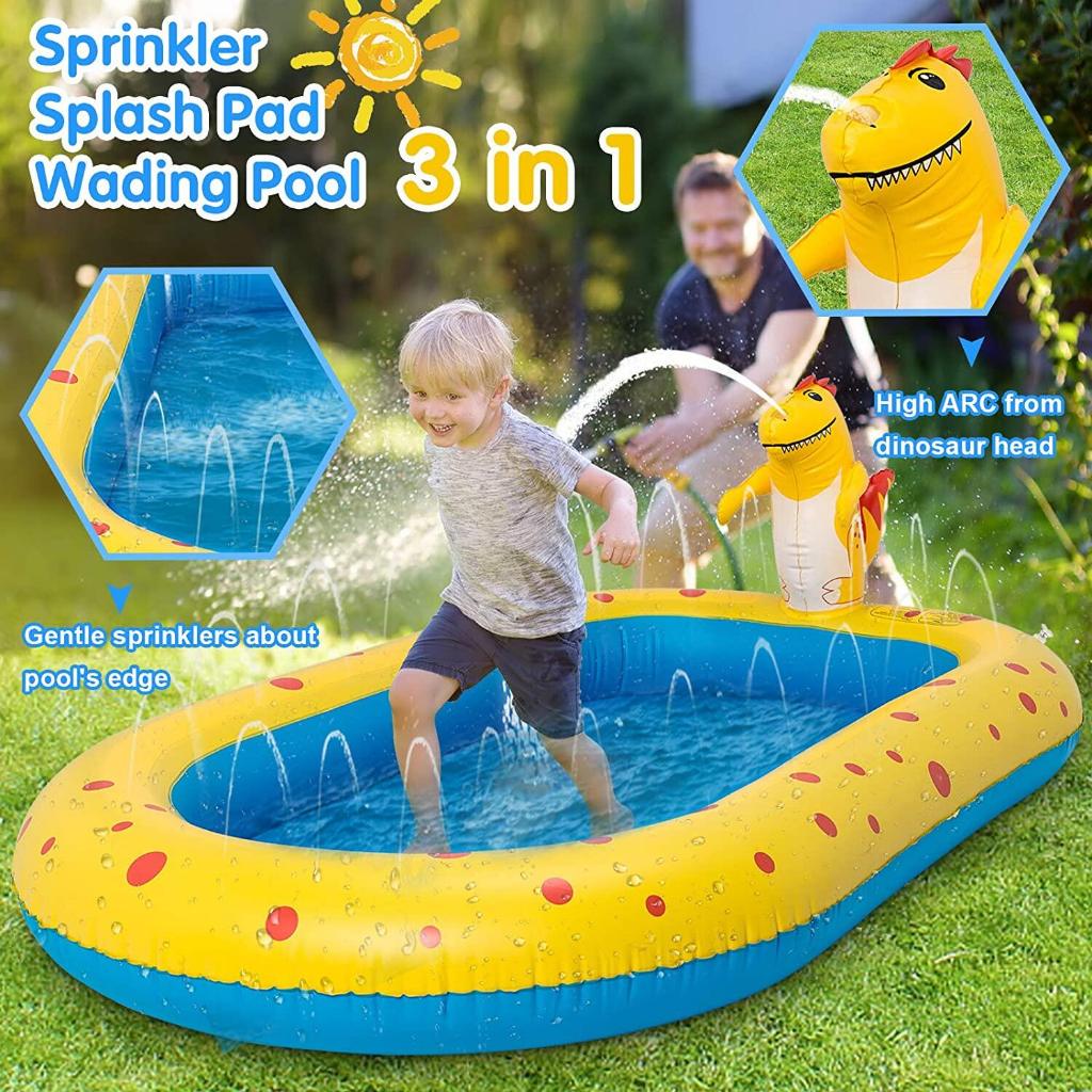 Inflatable dinosaur fountain outdoor sprinkler play mat children's ...