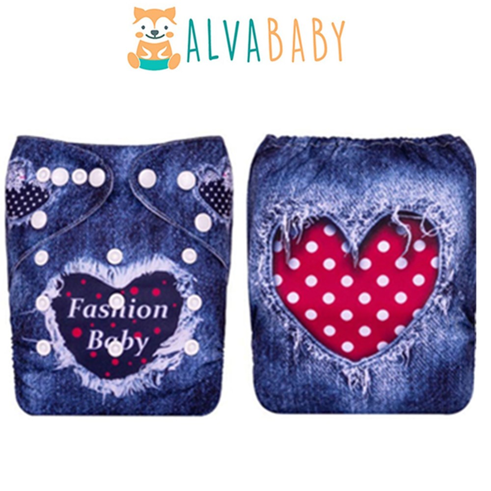 ALVA baby cloth diaper 【shell only】Positioning Printed One Size ...