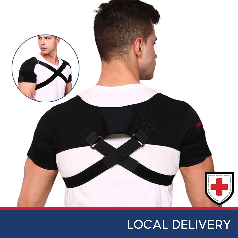 Double Shoulder Support Brace/Adjustable Strap Wrap Shoulder Protector ...