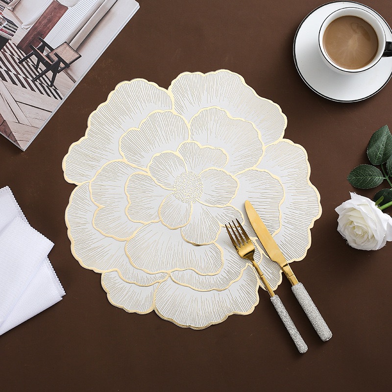 Peony Flower Placemat Nordic Style Hot Stamping Decorative Mat ...