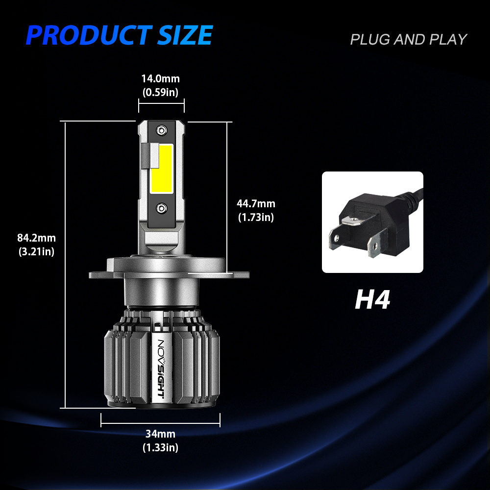 Novsight N74 9012 H11 H7 H4 H1 H3 Car LED Headlight Car Light Bulb 70W 15000LM 6500K Updated ...