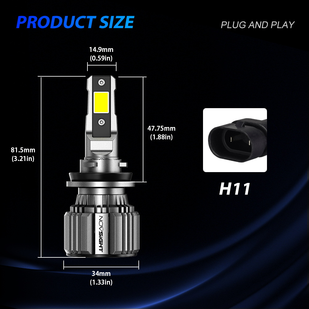 Novsight N74 9012 H11 H7 H4 H1 H3 Car LED Headlight Car Light Bulb 70W ...