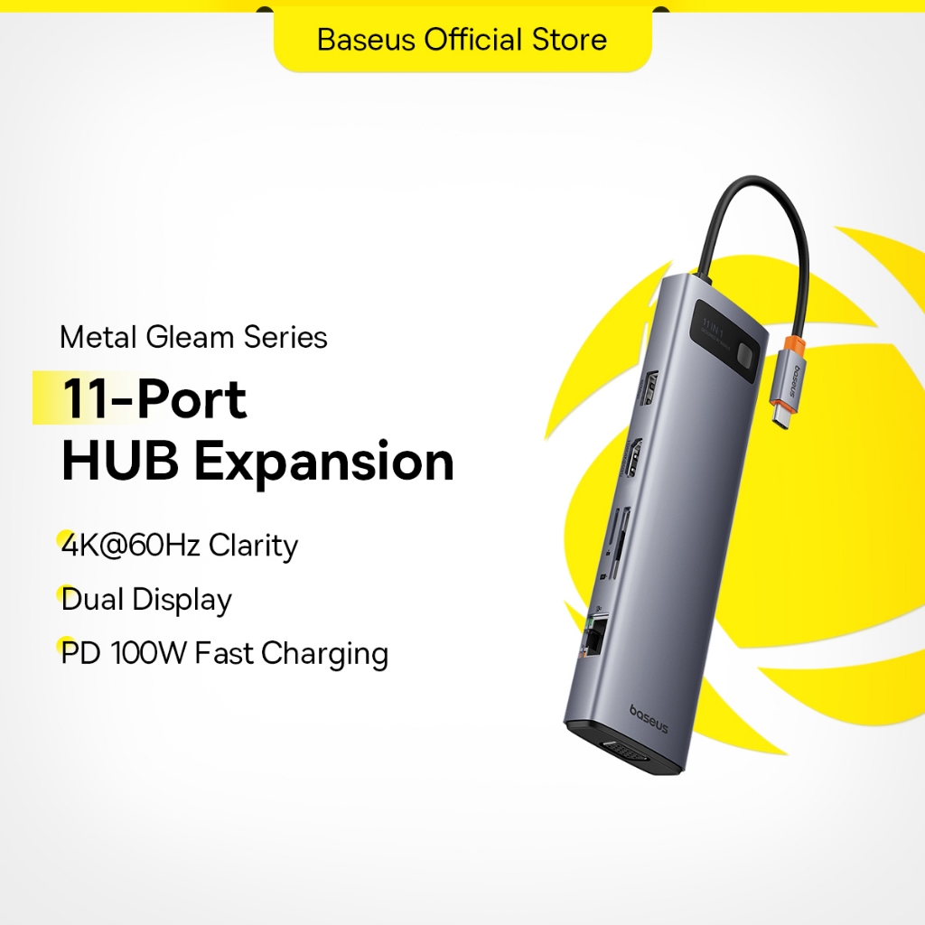 Baseus Metal 11 in 1 USB C HUB 4K@60Hz HDMI VGA Gigabit Ethernet Port ...