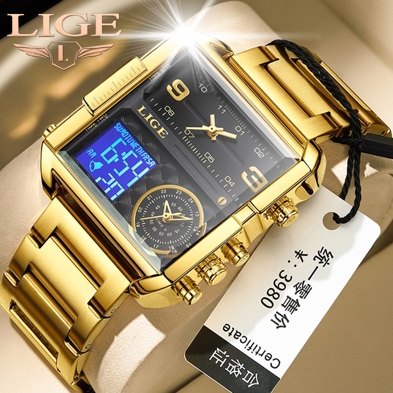 Jam Tangan Lelaki LIGE Luxury Original Watch Men Sports Wrist Watches ...