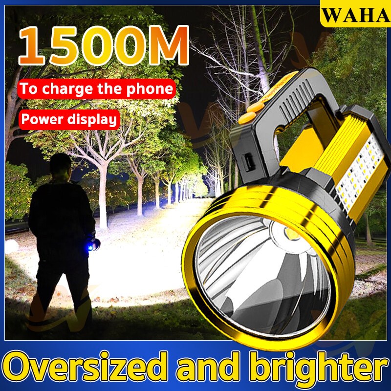 1500m IPX7 waterproof searchlight Outdoor Rechargeable LED Torch ...