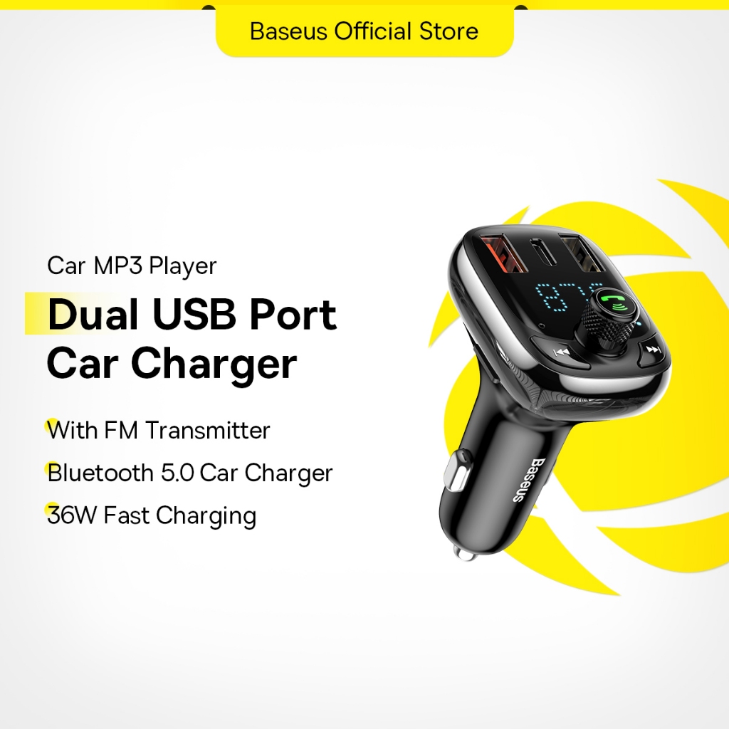 Baseus Quick Charge 3.0 Car Charger with FM Transmitter Bluetooth 5.0 ...