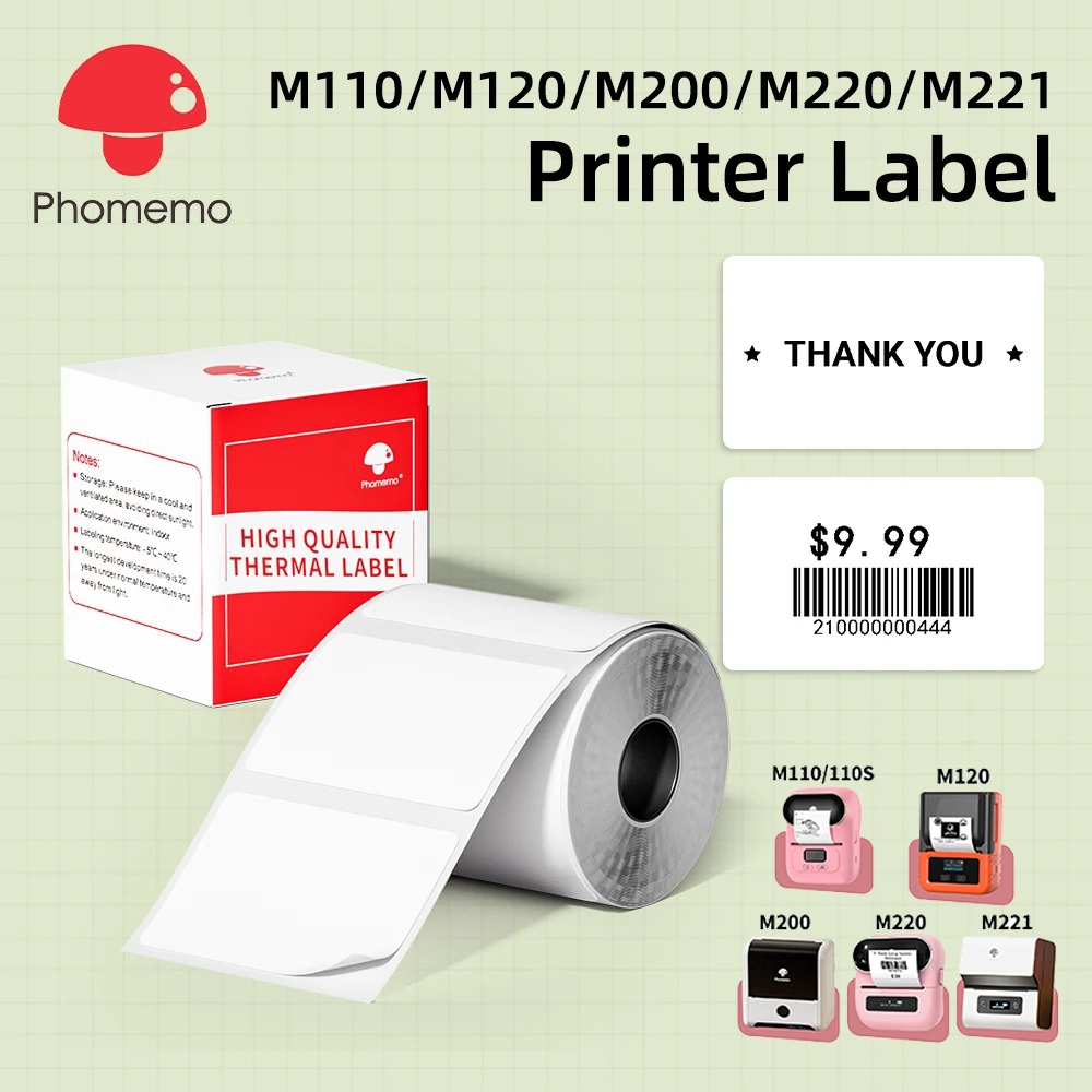 Phomemo Thermal Label Sticker For M110/M200/M220/M221/M120/241BT/D520 - White | Shopee Malaysia