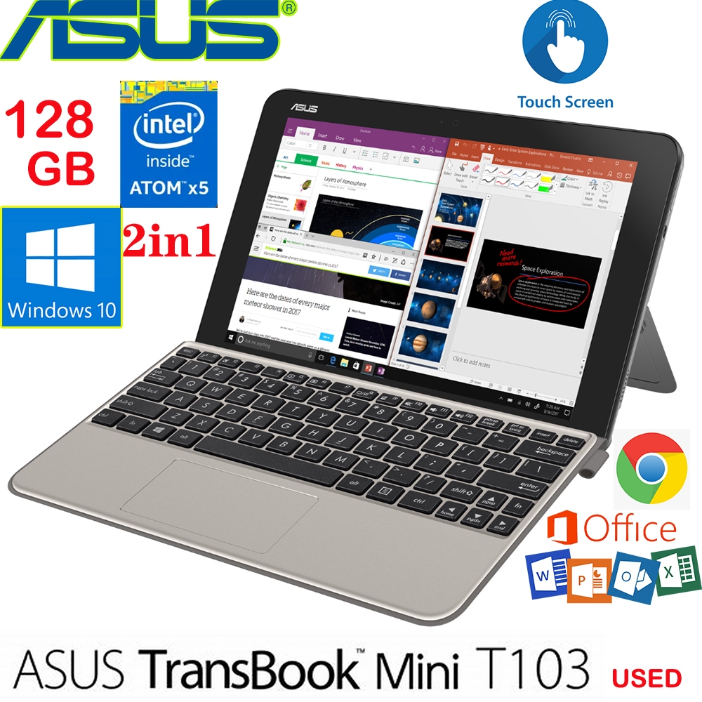 ASUS Laptop Intel X5 Quad Core 128GB Transformer Mini T103 2in1 10.1 inch Touch Screen PC WiFi ...
