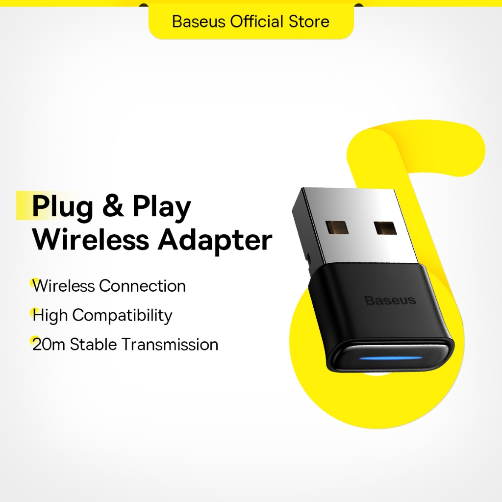 Baseus USB Bluetooth 5.0 Adapter for PC Laptop Wireless Speaker Audio ...